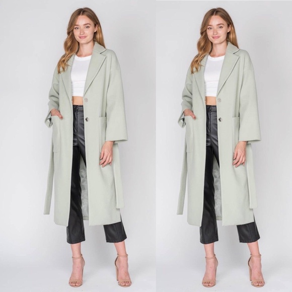 Fore | Jackets & Coats | Nwt Fore Mint Green Oversized Belted Warm ...